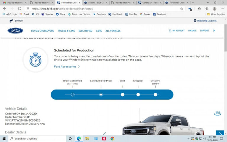 Ford Order Status - Dump Truck