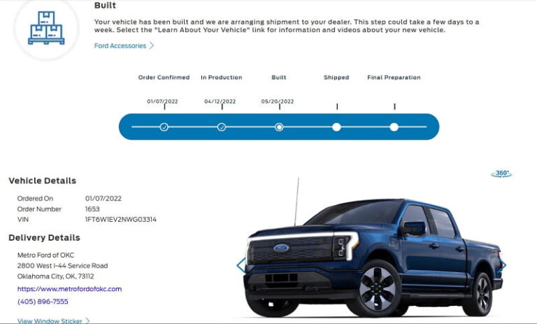 Ford Order Status - Dump Truck